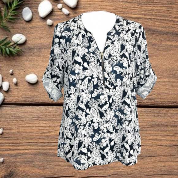 Robert Louis | Tops | Robert Louis Navy W Raised White Paisleys 34 Adj ...